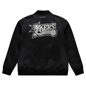 Mitchell & Ness Philadelphia 76ers Chrome Satin Bomber Full-zip Jacket