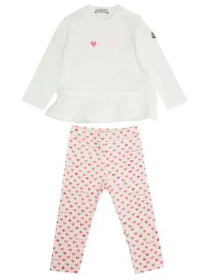 Moncler Long Sleeve Heart Print Mini Set With Leggings