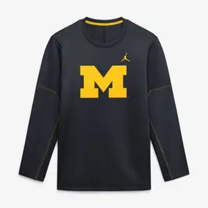 JORDAN BRAND Michigan Wolverines 2026 Sideline Coaches Therma-fit Long Sleeve Top - Navy