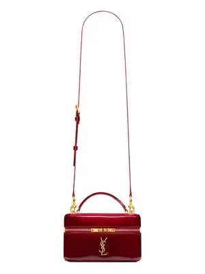 Saint Laurent Mini Leather Card Case Bag With Zip Closure - Rosso