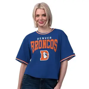 STARTER Denver Broncos Vintage Ace Cropped T-shirt - Royal