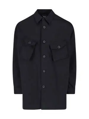 Y3 Button-up Overshirt With Chest Pockets - Black