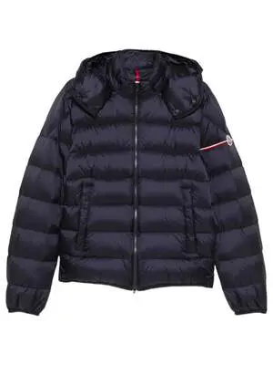 Moncler Down-filled Puffer Coat With Detachable Hood, Nylon Lining And Logo Patch - Blu