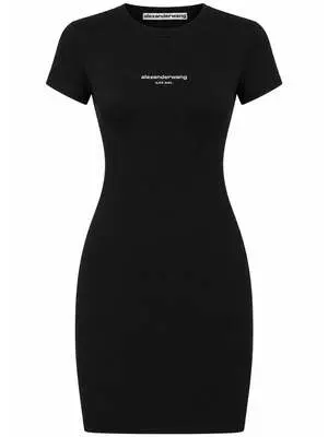 Alexander Wang Mini Dress In Cotton With Crew Neck And Logo