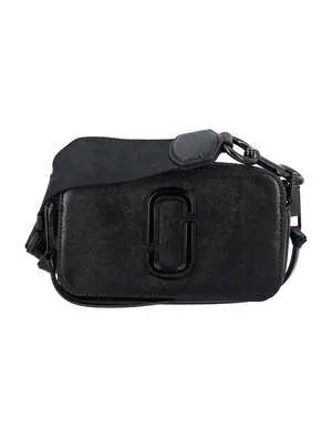 Marc Jacobs Saffiano Leather Mini Snapshot Double J Crossbody Bag With Dual Zips - Nero