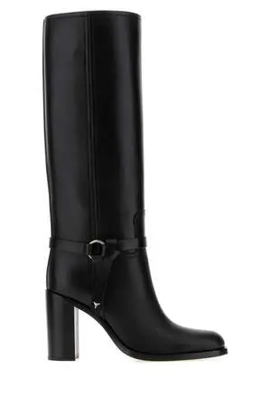 Fendi Dressage Boots In Leather With 9 Cm Heel - Black