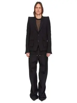 Rick Owens Wide-leg Wool Whipcord Trousers With Elasticated Drawstring Waist