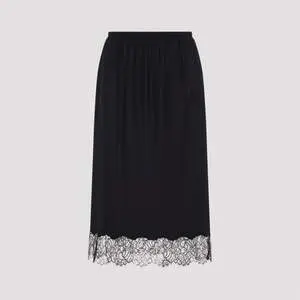 Carven Pull-on Wool-cotton-silk Midi Lingerie Skirt - Black