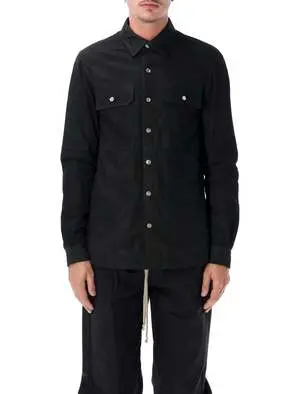 Rick Owens Leather Overshirt Jacket - Nero
