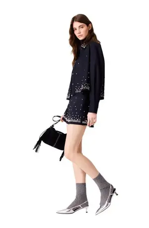 Maje Rhinestone Layered Skort
