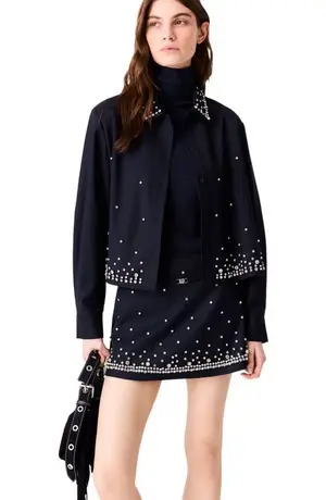 Maje Rhinestone Layered Skort