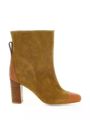 ODISSI Dot Leather-trimmed Ankle Boots - Brown