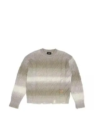 HTC LOS ANGELES Cable-knit Distressed Sweater - Neutrals
