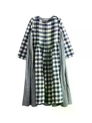 Pero Check-pattern Loose-fit Midi Dress - Blue