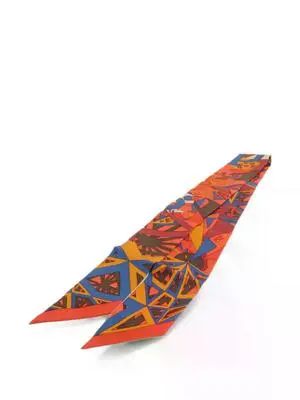 Hermès Twilly Geometric-print Scarf - Orange