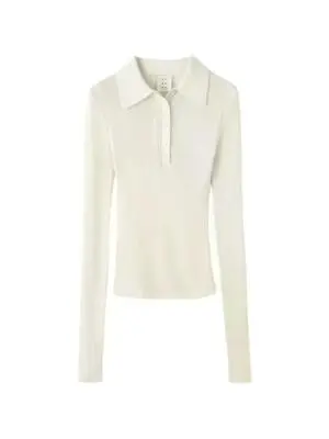 Almada Label Jules Ribbed Polo Top