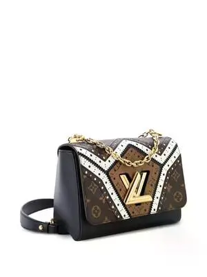 LOUIS VUITTON Twist Handbag Limited Edition Brogue Reverse Monogram Canvas And Leather Mm Shoulder Bag