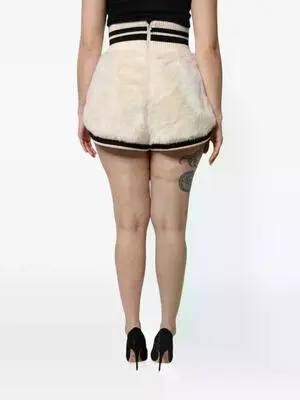 Dolce & Gabbana Faux-fur Striped Shorts - Neutrals