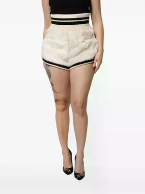 Dolce & Gabbana Faux-fur Striped Shorts - Neutrals