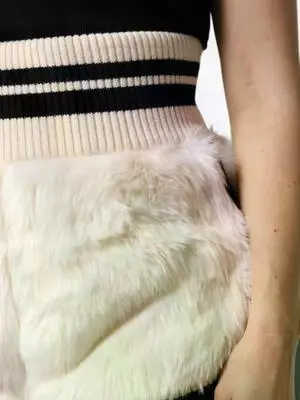 Dolce & Gabbana Faux-fur Striped Shorts - Neutrals