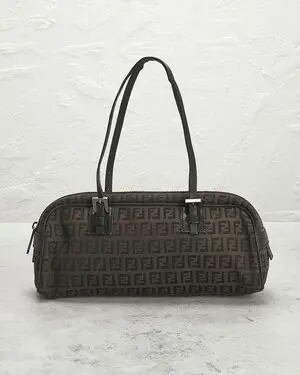 FWRD RENEW Fendi Zucchino Bauletto Shoulder Bag