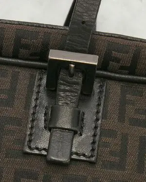 FWRD RENEW Fendi Zucchino Bauletto Shoulder Bag - Black