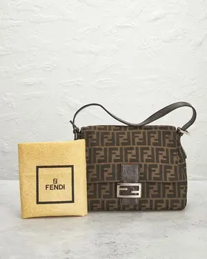 FWRD RENEW Fendi Zucca Mama Forever Baguette Shoulder Bag - Brown