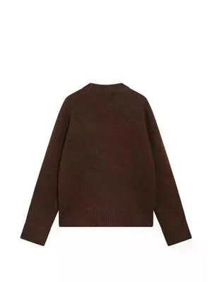 AMI Paris Crewneck Alpaca Sweater With De Coeur - Brown