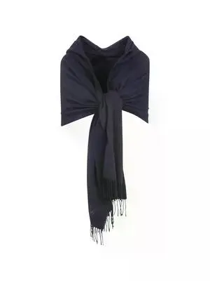 Emporio Armani Hooded Fringed Scarf - Black