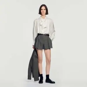Sandro Houndstooth Wool Shorts