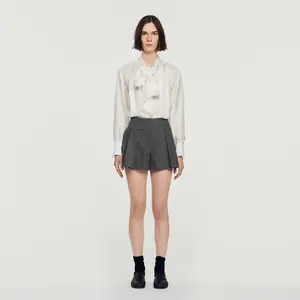 Sandro Houndstooth Wool Shorts