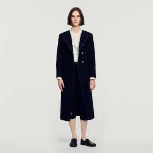 Sandro Tweed Coat With Jewel Buttons - Black