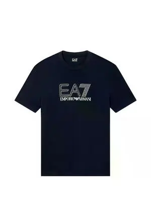 EA7 Logo-print Cotton T-shirt - Blue