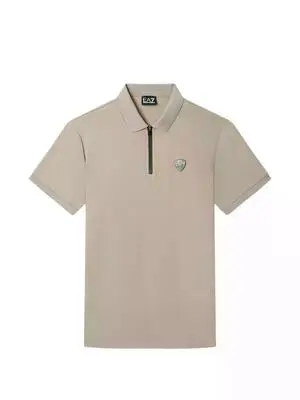 EA7 Train Premium Shield Zip-fastening Logo-patch Polo Shirt - Neutrals