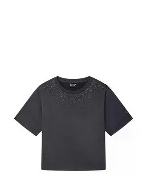 EA7 Rhinestone-embellished Cropped T-shirt