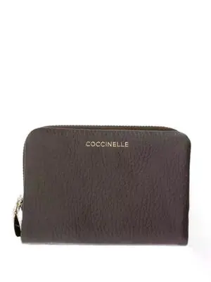 COCCINELLE Medium C-me Logo-print Pebbled-leather Wallet - Brown