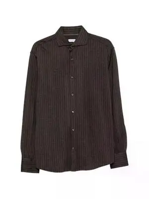 Brunello Cucinelli Pinstripe-print Spread-collar Shirt - Brown