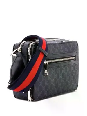 Gucci Double Zip Web Camera Gg Coated Canvas Small Shoulder Bag