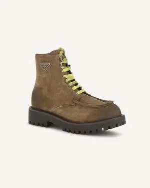 Prada Suede Lace-up Ankle Boots