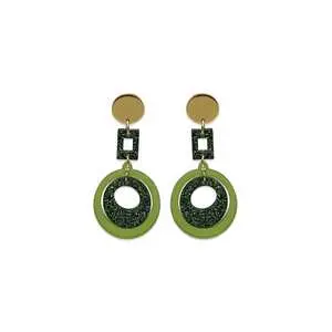 TOOLALLY Barbarella Earrings Lime Zest & Glitter - Green