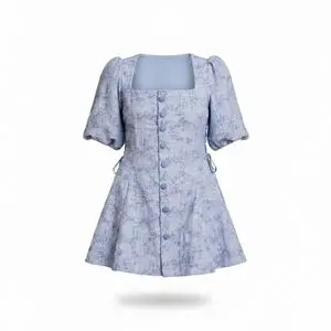 L’ORANGERIE D’ISABELLA Bloom & Laced Mini Dress Denim