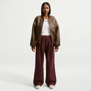 Nike Studio Fleece Heavyweight Oversized High-waisted Pleated Open-hem Pants - Purple