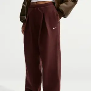 Nike Studio Fleece Heavyweight Oversized High-waisted Pleated Open-hem Pants
