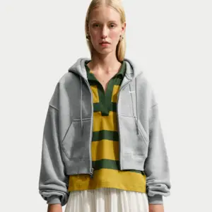 Nike Studio Fleece Medium Weight Oversized Full-zip Cropped Hoodie