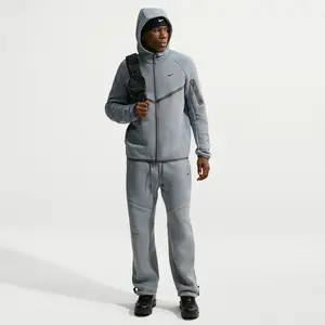 Nike Tech Fleece Open-hem Pants With Reflective Accents - Grey