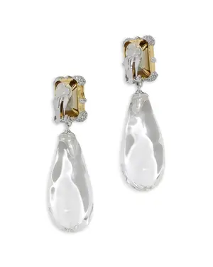 Alexis Bittar Silverlake Crystal & Lucite Clip On Statement Earrings