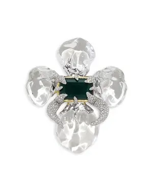 Alexis Bittar Silverlake Crystal, Pyrite & Lucite Flower Pin