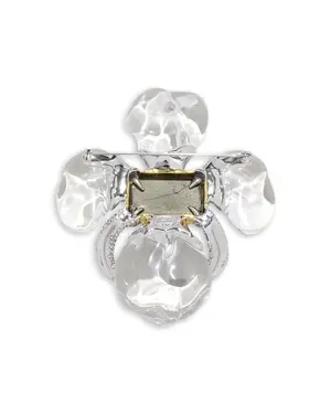 Alexis Bittar Silverlake Crystal, Pyrite & Lucite Flower Pin