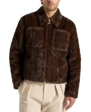 Manière De Voir David Plush Cable Embossed Jacket - Brown