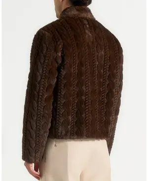 Manière De Voir David Plush Cable Embossed Jacket - Brown